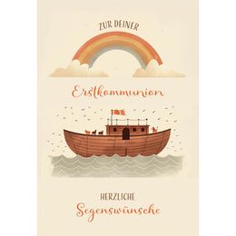 Gl&uuml;ckwunschkarte - Zu deiner Erstkommunion herzliche Segensw&uuml;nsche (6 St&uuml;ck)