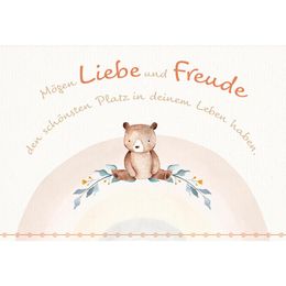 Gl&uuml;ckw&uuml;nschkarte zur Geburt - M&ouml;gen Liebe und Freude... (6 St&uuml;ck)
