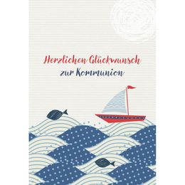 Gl&uuml;ckwunschkarte - Herzlichen Gl&uuml;ckwunsch zur Kommunion (6 St&uuml;ck)