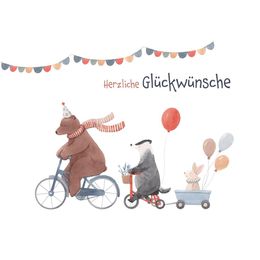 Gl&uuml;ckwunschkarte zum Kindergeburtstag - Herzliche Gl&uuml;ckw&uuml;nsche (6 St&uuml;ck)