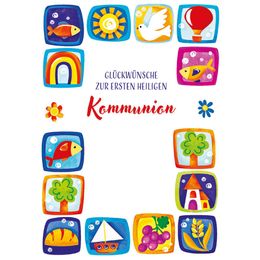 Gl&uuml;ckwunschkarte - Gl&uuml;ckw&uuml;nsche zur ersten heiligen Kommunion (6 St&uuml;ck)