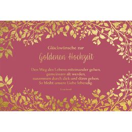Gl&uuml;ckwunschkarte - Gl&uuml;ckw&uuml;nsche zur Goldenen Hochzeit (6 St&uuml;ck)