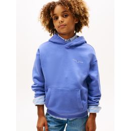 Tommy Hilfiger M&auml;dchen Kapuzensweatshirt "MINI CORP HOODIE", blau, Gr. 74, unifarben, Sweatware, Obermaterial: 80% Baumwolle, 20% Polyester,