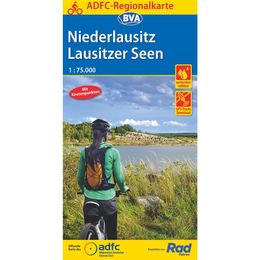 ADFC-Regionalkarte Niederlausitz Lausitzer Seen, 1:75.000, mit Tagestourenvorsch...