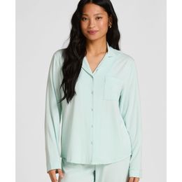 Hunkem&ouml;ller HUNKEM&Ouml;LLER Damen Pyjama "Lang&auml;rmelige Jersey-Jacke Essential", Gr. Sblau, 92% Viskose, 8% Elasthan, Homewear-Sets