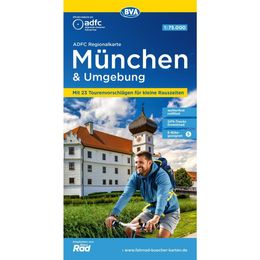 ADFC-Regionalkarte M&uuml;nchen und Umgebung, 1:75.000, mit Tagestourenvorschl&auml;gen, r...