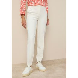 Tamaris Damen Anzughose "mit schlanker Passform mit elastischem Bund"sanftes wei&szlig;, Gr. 34, unifarben, Web, Obermaterial: 93% Polyester, 7% Elasthan,