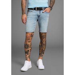 Jeansshorts Bruno Banani "Hutch-Shorts", Herren, Gr. 33, L&auml;nge 32, atlantic blu, Denim/Jeans, Obermaterial: 98% Baumwolle, 2% Elasthan, normal kurz, Jeans Jeansshorts, gerade geschnittene kurze Beine, niedrige Leibh&ouml;he