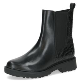 Caprice Damen Chelseaboots, Gr. 41, schwarz, Leder, Textil, Schuhe, Blockabsatz, Stiefelette mit Reptilienpr&auml;gung
