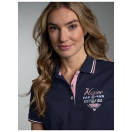 TRIGEMA Damen Poloshirt "TRIGEMA Polo Shirt im Marine Design"navy, Basic, Gr. S, Piqu&eacute;, 100% Baumwolle, Shirts
