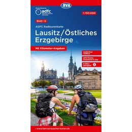 ADFC-Radtourenkarte 14 Lausitz / &Ouml;stliches Erzgebirge 1:150.000, rei&szlig;- und wette...