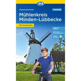 Radwanderkarte BVA Radwandern im M&uuml;hlenkreis Minden-L&uuml;bbecke 1:50.000, rei&szlig;- und...