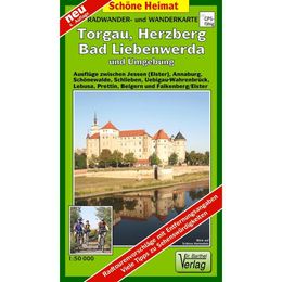 Radwander- und Wanderkarte Torgau, Herzberg, Bad Liebenwerda und Umgebung 1:50 0...