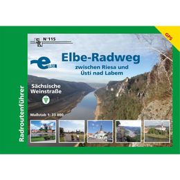Elbe-Radweg zwischen Riesa und Ust&iacute; nad Labem - S&auml;chsische Weinstra&szlig;e 1 : 33 000