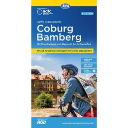 ADFC-Regionalkarte Coburg Bamberg mit Tourenvorschl&auml;gen, 1:75.000, rei&szlig;- und wet...