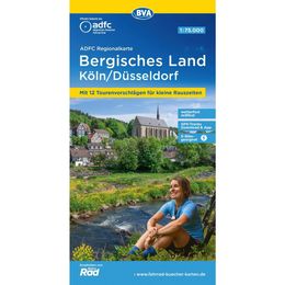 ADFC-Regionalkarte Bergisches Land K&ouml;ln/D&uuml;sseldorf 1:75.000, rei&szlig;- und wetterfes...