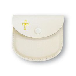 Leder-Rosenkranzt&auml;schchen mit goldenem Kreuzmotiv (1 St&uuml;ck)