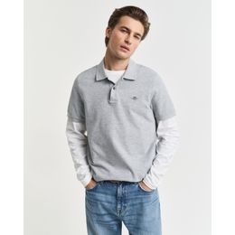 Gant Herren Poloshirt "REG SHIELD SS PIQUE POLO", grau, Gr. M, meliert, Piqu&eacute;, Obermaterial: 100% Baumwolle, Shirts, mit Logo und Flachstrickkragen