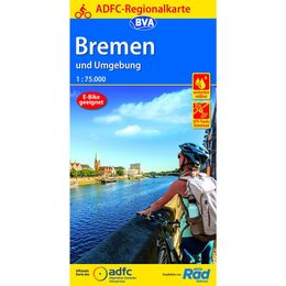 ADFC-Regionalkarte Bremen und Umgebung, 1:75.000, mit Tagestourenvorschl&auml;gen, re...