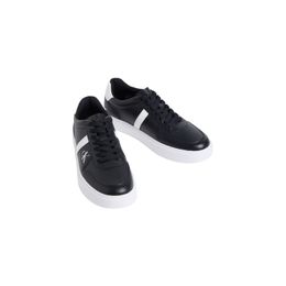 Plateausneaker Calvin Klein "CLASSIC CUPS LACE LTH EMB TONGUE", Herren, Gr. 41, schwarz, wei&szlig;, Leder, kontrastfarbene Details, Schuhe Plateausneaker, Basket-Sneaker, Halbschuh, Schn&uuml;rschuh mit seitlichem CK-Logo