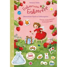 Erdbeerinchen Erdbeerfee. Glitzersticker-Spa&szlig; im Erdbeergarten