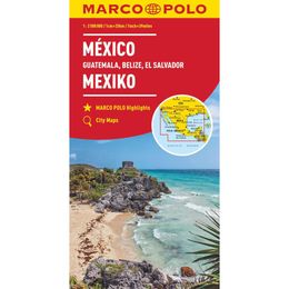 MARCO POLO Kontinentalkarte Mexiko, Guatemala, Belize, El Salvador 1: 2 500 000