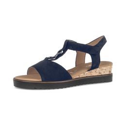 Keilsandalette Gabor "Genua", Damen, Gr. 43, dunkelblau, Ziegenveloursleder, Schuhe, Sommerschuh, Komfortschuh in Weite G (=weit)