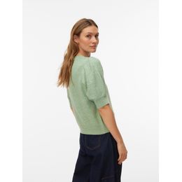 V&eacute;ro Moda VERO MODA Damen Rundhalspullover "VMDOFFY 2/4 O-NECK PULLOVER GA NOOS", gr&uuml;n, Gr. XS, meliert, Strick, Obermaterial: 94% Polyester, 3% Elasthan, 3%