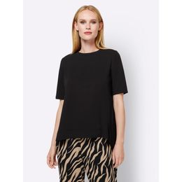 Damen Kurzarmshirt "Shirt", schwarz, Gr. 44, Rick Cardona BY HEINE, unifarben, 95% Baumwolle, 5% Elasthan, R&uuml;ckseite:100% Polyester, Shirts
