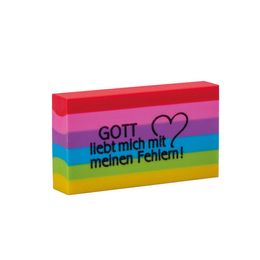 Radiergummi Regenbogen &raquo;Gott liebt mich&laquo;