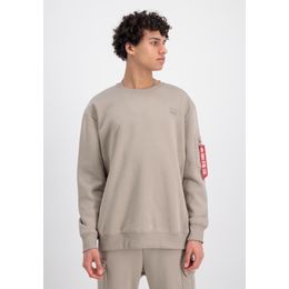 Sweater Alpha Industries "X-Fit Label Sweater", Damen, Gr. M, beige (vintage sand), Obermaterial: 80% Baumwolle, 20% Polyester, loose fit, Sweatshirts Sweater