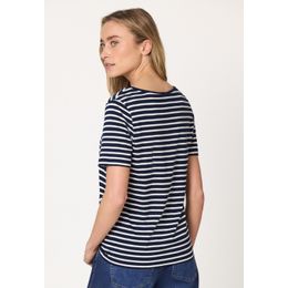 Street One Damen V-Shirt, schwarz-wei&szlig;, Gr. 36, gestreift, Web, 50% Baumwolle, 50% Modal, Shirts, mit V-Ausschnitt