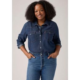 LEVI'S&reg; PLUS LEVI'S PLUS Damen Jeansbluse "PL ULTIMATE WESTERN T3", blau, Gr. XXXL, unifarben, Web, Obermaterial: 100% Baumwolle, Blusen, mit Taschen