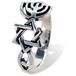 Ring &raquo;Menora-Davidstern-Ichthys&laquo;