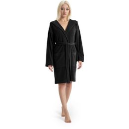 Damenbademantel OTTO HOME, L:90cm, schwarz, Leichtfrottee, Hausm&auml;ntel, "Sina, ideal f&uuml;r Sauna & Spa, Hotelbademantel, Morgenmantel", einfarbiger
