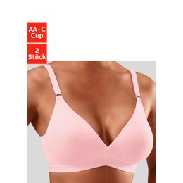 Damen Bralette-BH, PETITE FLEUR BY LASCANA, Gr. 70, rosa, Jersey, Obermaterial: 75% Baumwolle, 15% Elasthan, 10% Polyester, BHs, ohne B&uuml;gel im