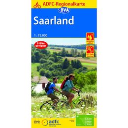 ADFC-Regionalkarte Saarland, 1:75.000, mit Tagestourenvorschl&auml;gen, rei&szlig;- und wet...