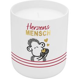 Kerze in Porzellanbecher "Herzensmensch", mit Golddruck