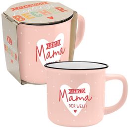 XL-Becher in Emailleoptik mit Motivdruck "Liebste Mama der Welt"
