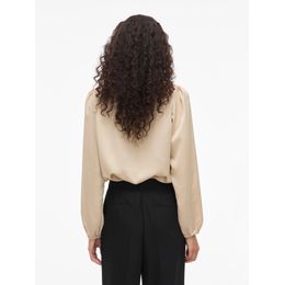 Vila Damen Langarmshirt "VIELLETTE L/S SMOCK SATIN TOP - NOOS"cement, Gr. 34, unifarben, Jersey, Obermaterial: 100% Polyester, Shirts, Kunstfaser,