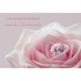 Gl&uuml;ckwunschkarte - Zur Diamanthochzeit herzliche Gl&uuml;ckw&uuml;nsche (3 St&uuml;ck)