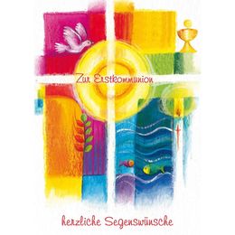 Gl&uuml;ckwunschkarte - Zur Erstkommunion herzliche Segensw&uuml;nsche (6 St&uuml;ck)