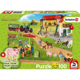 Schmidt Spiele Farm World, Bauernhof und Hofladen. Puzzle 100 Teile, mit Add-on (eine Original ...