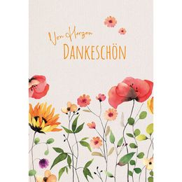 Dankeskarte - Von Herzen Dankesch&ouml;n (6 St&uuml;ck)