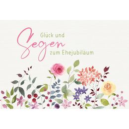 Gl&uuml;ckwunschkarte - Gl&uuml;ck und Segen zum Ehejubil&auml;um (6 St&uuml;ck)