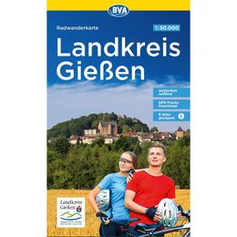 BVA Radwanderkarte Landkreis Gie&szlig;en 1:50.000, rei&szlig;- und wetterfest, GPS-Tracks D...