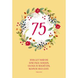 Gl&uuml;ckwunschkarte - zum 75. Geburtstag (6 St&uuml;ck)