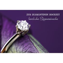 Gl&uuml;ckwunschkarte - Zur Diamanten Hochzeit herzliche Segensw&uuml;nsche (3 St&uuml;ck)