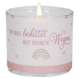 Glaswindlicht zur Taufe in Rosa - Du bist beh&uuml;tet... (1 St&uuml;ck)