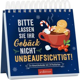 Postkarten-Adventskalender. Bitte lassen Sie Ihr Geb&auml;ck nicht unbeaufsichtigt!